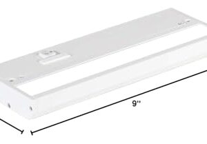 NSL LED Under Cabinet Lighting Dimmable Hardwired or Plugged-in Installation - 3 Color Temperature Slide Switch - Warm White (2700K), Soft White (3000K), Cool White (4000K) - 9 Inch White Finish