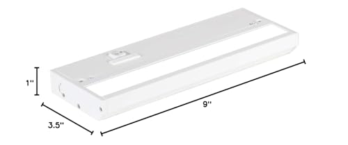 NSL LED Under Cabinet Lighting Dimmable Hardwired or Plugged-in Installation - 3 Color Temperature Slide Switch - Warm White (2700K), Soft White (3000K), Cool White (4000K) - 9 Inch White Finish