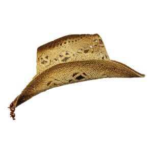 Saddleback Hats Shapeable Toyo Straw Cowboy Hat w/Beaded Trim Band, Western Cowgirl, Natural, One Size