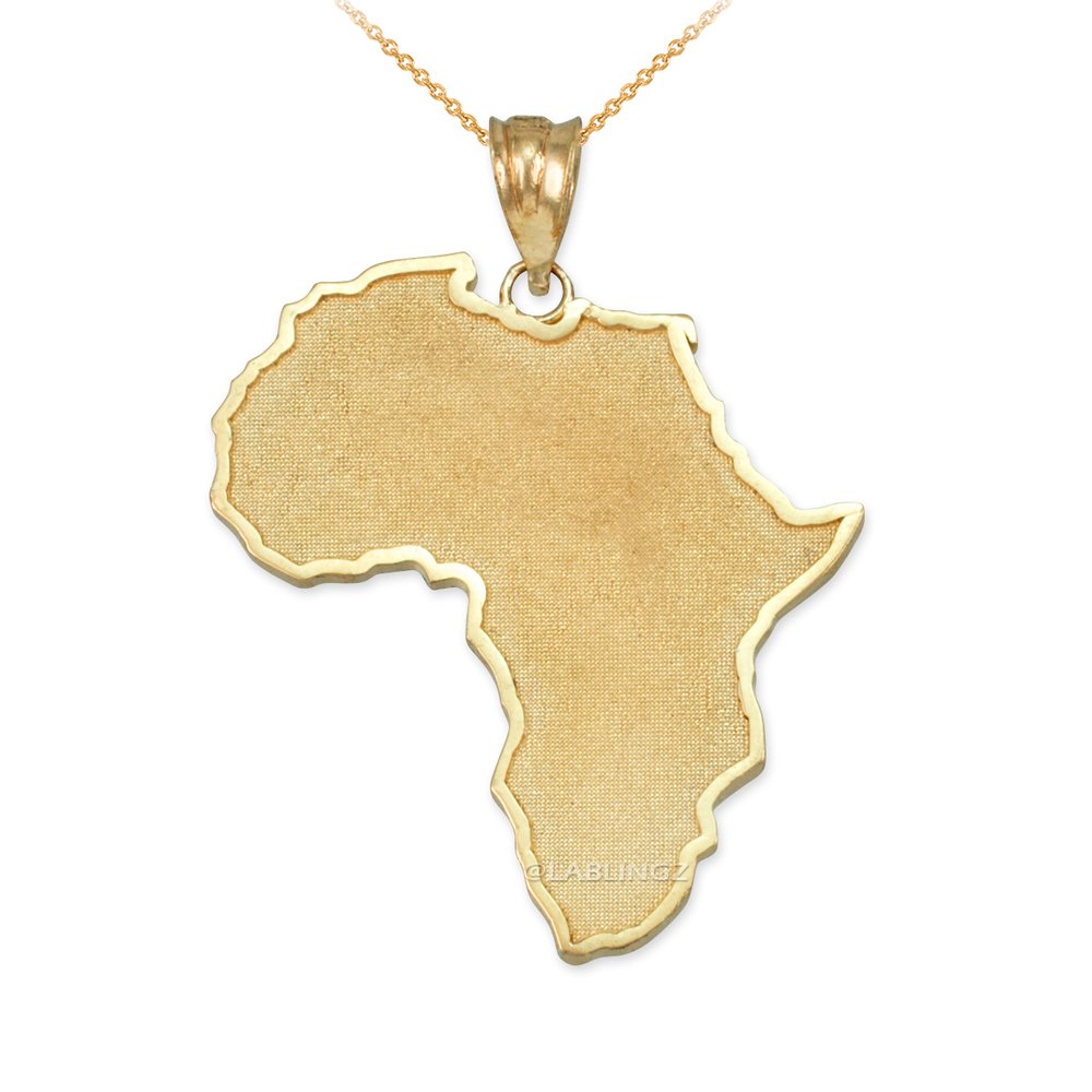 Travel & Destinations Jewelry 10K Yellow Gold Africa Map Necklace (20)