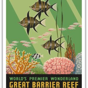 Great Barrier Reef - Queensland Australia - World's Premier Wonderland - Vintage Travel Poster by Noel Pasco Lambert c.1936 - Master Art Print (Unframed) 9in x 12in