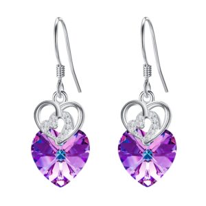 elequeen 925 sterling silver cz love heart hook dangle earrings made with crystals jewelry for women vitrail light