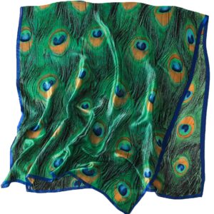 JLTPH Women Soft Scarves Green Peacock Feather Printing Scarf Sun Protection Shawl Wrap