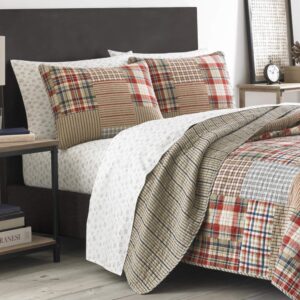 Eddie Bauer - Twin Quilt Set, Reversible Cotton Bedding with Matching Sham, Lightweight Home Decor for All Seasons (Hawthorne Brown, Twin)