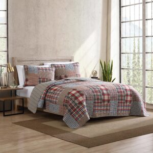 Eddie Bauer - Twin Quilt Set, Reversible Cotton Bedding with Matching Sham, Lightweight Home Decor for All Seasons (Hawthorne Brown, Twin)