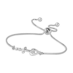 lecalla valentines day gifts for her - sterling silver jewelry heart with cross adjustable bolo bracelet for women teen