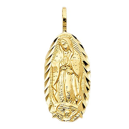 14k Yellow Gold Religious Guadalupe Pendant - Height 17 MM Width 9 MM