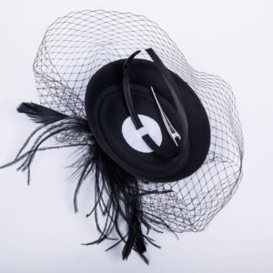 Cizoe Fascinators Hats 20s 50s Hat Pillbox Hat Cocktail Tea Party Headwear with Veil for Girls and Women(1-B1-black)