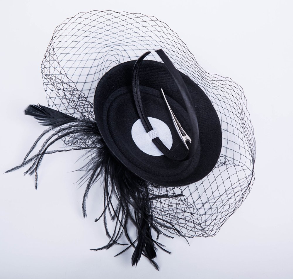 Cizoe Fascinators Hats 20s 50s Hat Pillbox Hat Cocktail Tea Party Headwear with Veil for Girls and Women(1-B1-black)