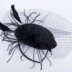 Cizoe Fascinators Hats 20s 50s Hat Pillbox Hat Cocktail Tea Party Headwear with Veil for Girls and Women(1-B1-black)