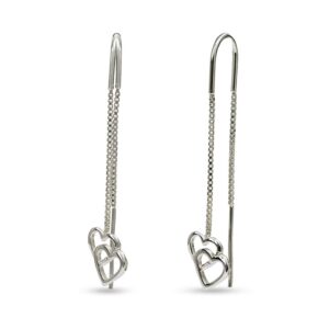 LeCalla 925 Sterling Silver Heart Earrings Jewelry Light-Weight Heart Drop Threader Earring for Women