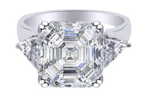 affy asscher & trillion cut white cubic zirconia engagement ring in 925 sterling silver (7.50 cttw) ring size-4