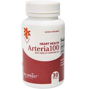 life sprout bioceuticals arteria 100 with coq10 for overall heart health, cholesterol and circulatory regulation