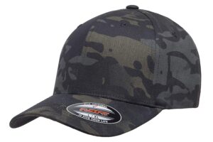 flexfit multicam camo 6 panel baseball cap officially licensed multi-cam 2 patterns black camo or green camo (large/x-large, black multicam)