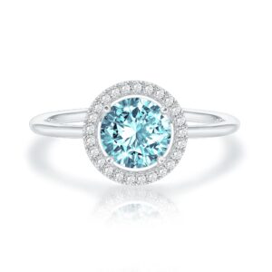 pavoi crystal 14k white gold plated birthstone rings | white gold rings for women | aquamarine ring