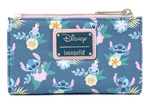 loungefly disney stitch and scrump floral bi-fold wallet