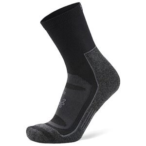 balega blister resist performance crew athletic running socks for men and women (1 pair), black, x-large