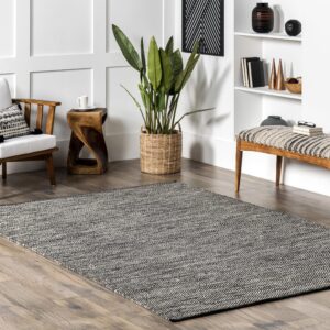 nuloom alessi solid farmhouse cotton area rug, 4x6, grey