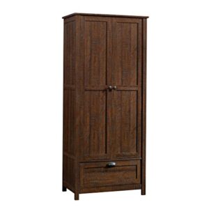 sauder miscellaneous storage pantry cabinet, l: 31.02"x w: 17.56"x h: 71.1", rustic walnut finish