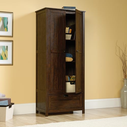 Sauder Miscellaneous Storage Pantry Cabinet, L: 31.02"x W: 17.56"x H: 71.1", Rustic Walnut finish