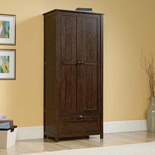 Sauder Miscellaneous Storage Pantry Cabinet, L: 31.02"x W: 17.56"x H: 71.1", Rustic Walnut finish