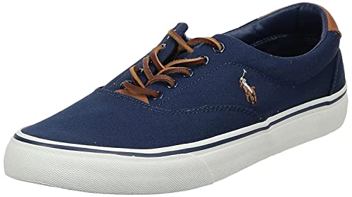 POLO RALPH LAUREN Men's Thorton Low Top Sneakers, Navy, Blue, 10.5 Medium US