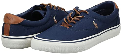 POLO RALPH LAUREN Men's Thorton Low Top Sneakers, Navy, Blue, 10.5 Medium US