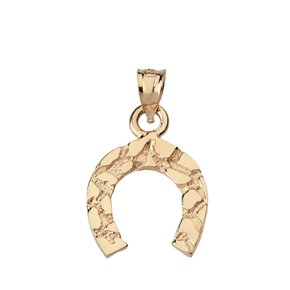 Lucky Nugget Horseshoe Charm Pendant (10k Yellow-Gold)