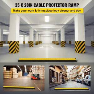 Happybuy 5 Channel Cable Protectors Extreme Rubber Cable Ramps Heavy Duty Protective Cable Wire Cord Ramp Driveway Rubber Traffic Speed Bumps Cable Protector