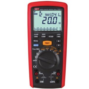 uni-t ut505a handheld digital insulation resistance tester 6000-count true rms 50v/100v/250v/500v/1000v low resistance (Ω) 0.01Ω~20.00kΩ short circuit current <2ma