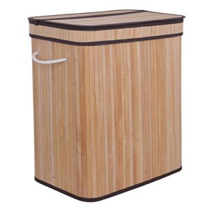 laundry basket bamboo laundry hamper 2 parts for dirty clothes storage