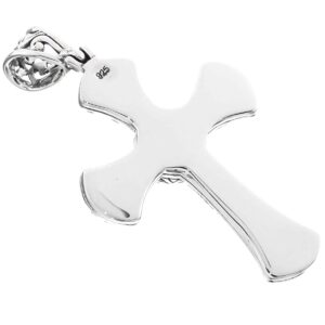 Latin Cross Bali Scrollwork 925 Sterling Silver Pendant, 2 1/16"