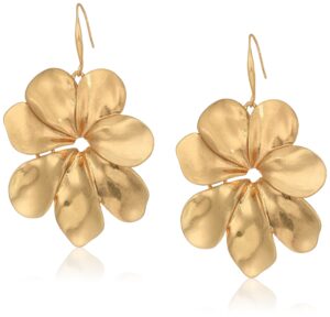 robert lee morris women's sculptural flower gold drop earrings, one size