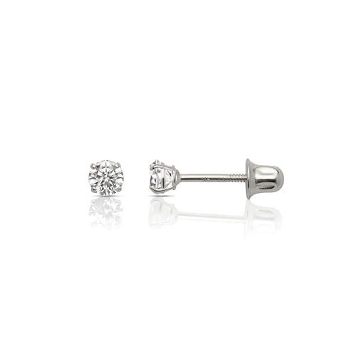 14k White Gold LSB Stud Earrings 3mm