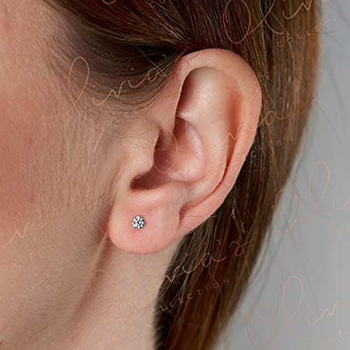 14k White Gold LSB Stud Earrings 3mm