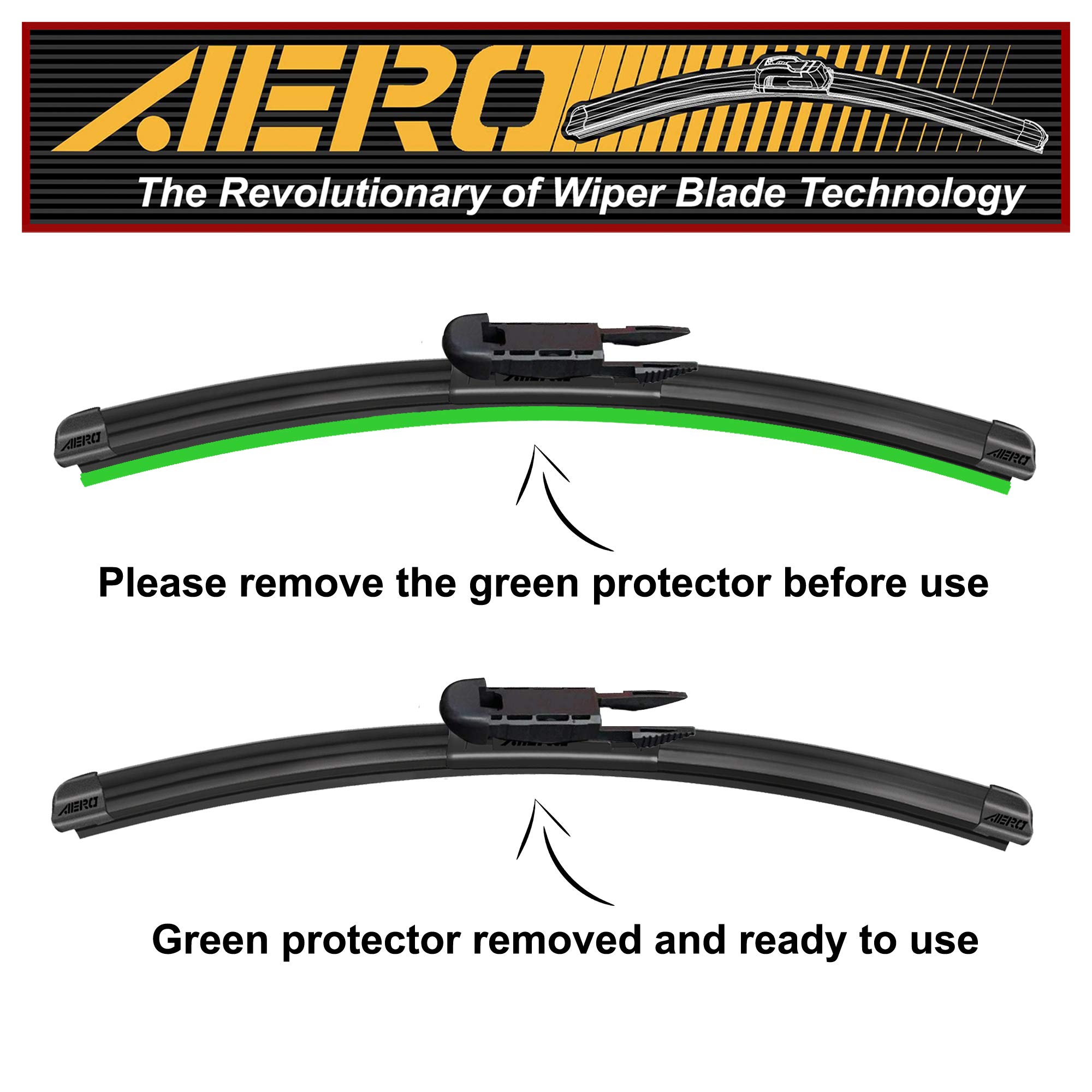 AERO Avenger 28"+21" Premium All-Season Windshield Wiper Blades with Extra Refills OEM Replacement for Ford Transit 150 250 350 2024-2015 (Set of 2)