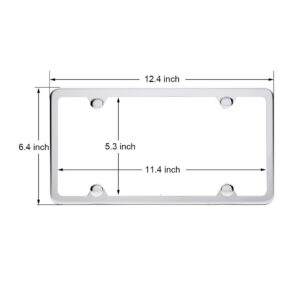 License Plate Frames, Indeed BUY 2 Pcs 4 Holes Slim Stainless Steel Polish Mirror License Plate Frame and Chrome Screw Caps