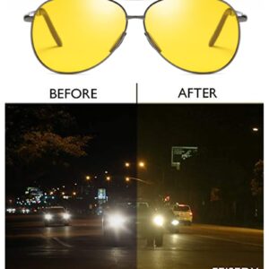 FEISEDY Night Driving Glasses Night Vision Aviator Reduce Glare Eyewear with Spring Hinge for Men Women B2294