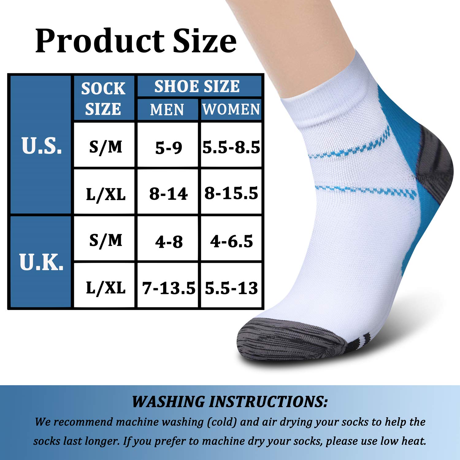 CHARMKING Graduated Compression Socks for Women & Men Circulation 15-20 mmHg is Best for Athletic, Running, Flight Travel, Pregnant, Cycling (Multi 01,L/XL)