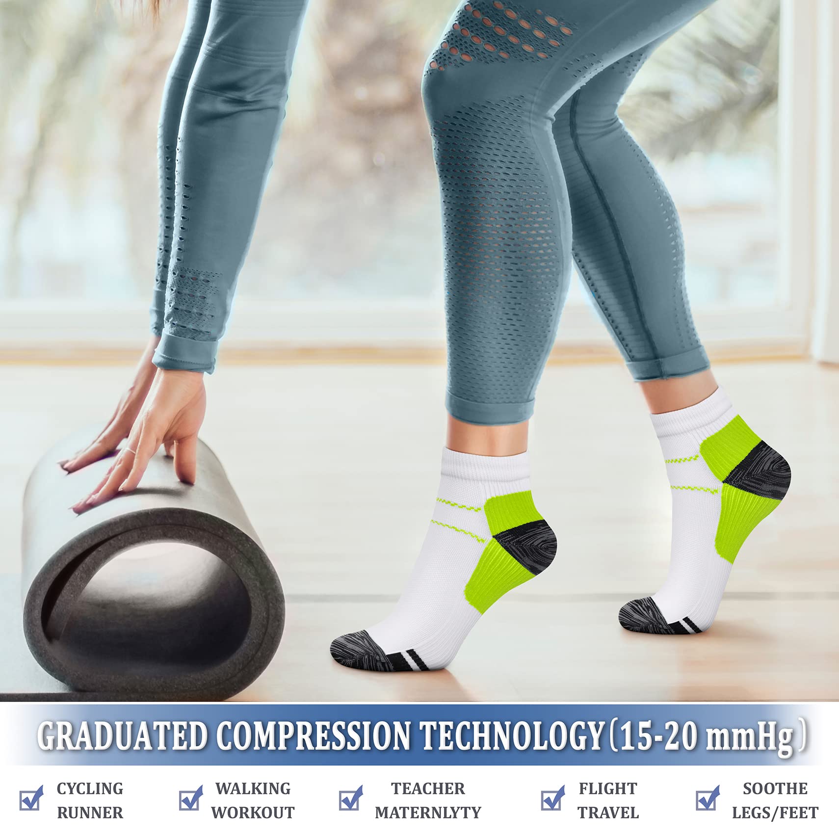 CHARMKING Graduated Compression Socks for Women & Men Circulation 15-20 mmHg is Best for Athletic, Running, Flight Travel, Pregnant, Cycling (Multi 01,L/XL)