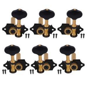 yibuy zinc alloy black golden open style guitar machine head tuning pegs locking tuners 3l 3r 18:1 for classical guitar