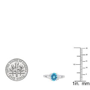 Dazzlingrock Collection 7X5 MM Oval Blue Topaz & Round Diamond Ladies Engagement Ring in 925 Sterling Silver, Size 8