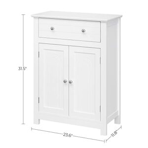 VASAGLE Bathroom Storage Cabinet Free Standing, with Drawer and Adjustable Shelf, Kitchen Cupboard, Wooden Entryway Storage Cabinet, 23.6 x 11.8 x 31.5 Inches, White UBBC61WT