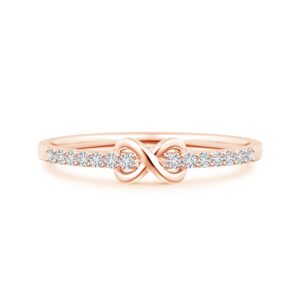 pure ignis round h si2 lab created diamond infinity promise ring for her in 14k rose gold (ring for her size 6.5) - april birthstone