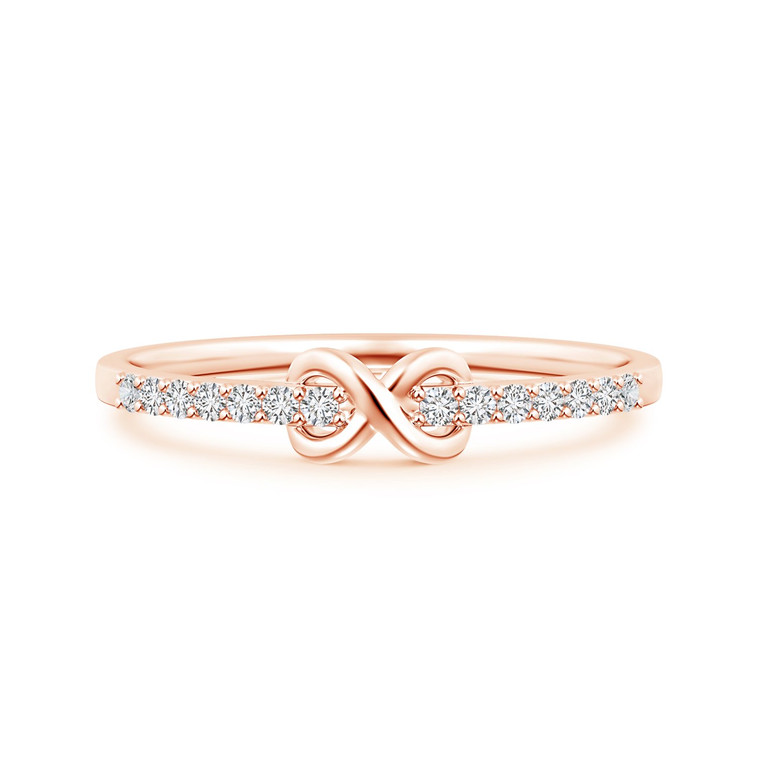 Pure Ignis Round H SI2 Lab Created Diamond Infinity Promise Ring For Her in 14k Rose Gold (Ring For Her Size 6.5) - April Birthstone