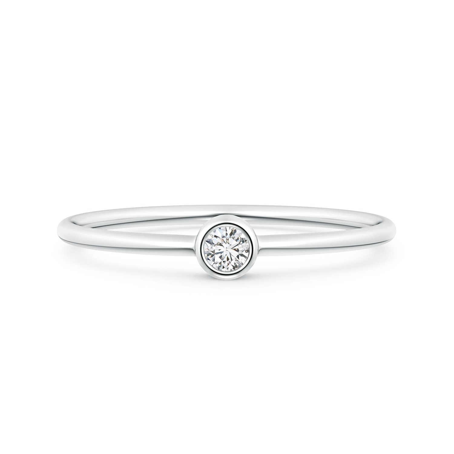 Pure Ignis April Birthstone- Solitaire H SI2 Lab Created Round Diamond Stackable Ring in 14k White Gold (Ring Size 6)