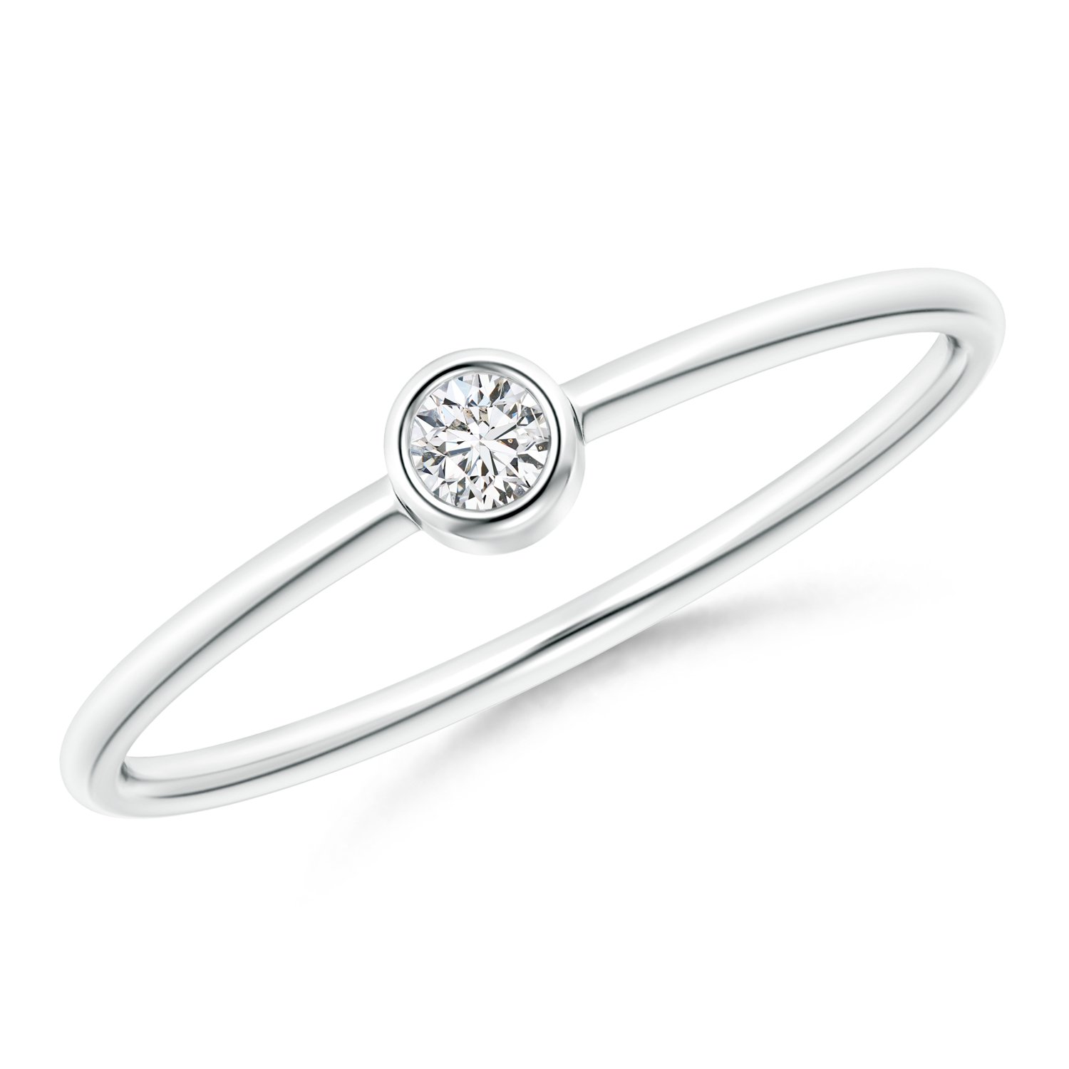 Pure Ignis April Birthstone- Solitaire H SI2 Lab Created Round Diamond Stackable Ring in 14k White Gold (Ring Size 6)