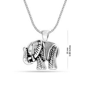 LeCalla 925 Sterling Silver Elephant Necklace Jewelry Antique Beautifully Carved Elephant Pendant Necklace for Women