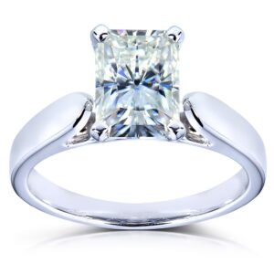 kobelli radiant-cut moissanite solitaire engagement ring 1 1/5 ctw 14k white gold, size 11, white gold