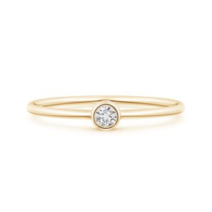 pure ignis april birthstone- solitaire h si2 lab created round diamond stackable ring in 14k yellow gold (ring size 6.5)